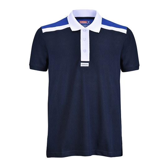Emirates colour stripe polo shirt, navy | Emirates Official Store