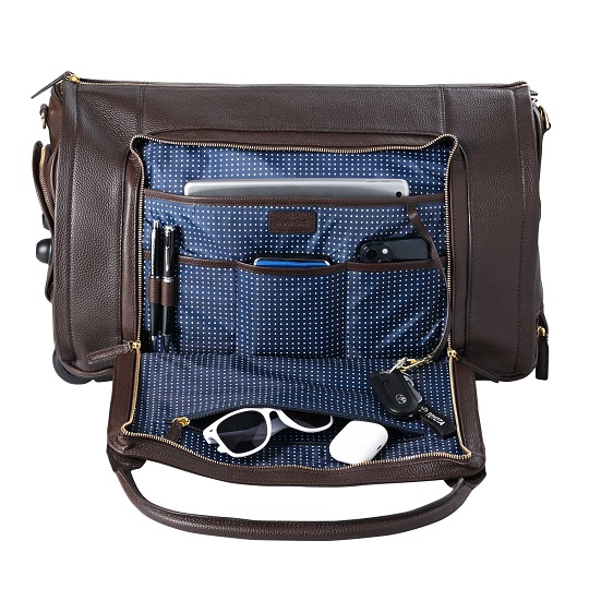 Emirates x Wool&Oak wheeled Nova suitcase, chocolate leather | Emirates ...