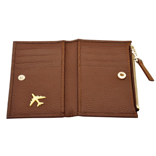 Italian leather card wallet, rust | Just Landed | Emirates Official Store
