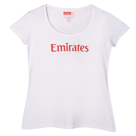 Women's Emirates t-shirt, white HS Code - 6109 1000