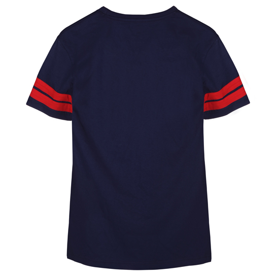 Emirates striped sleeve t-shirt, blue & red HS Code - 6109 1000 ...